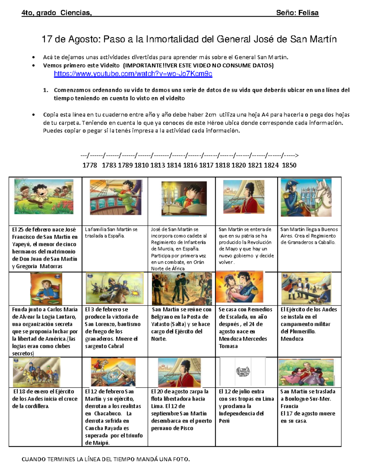 Actividades de Ciencias 4° A - TM: Aprendiendo sobre San Martín - Studocu