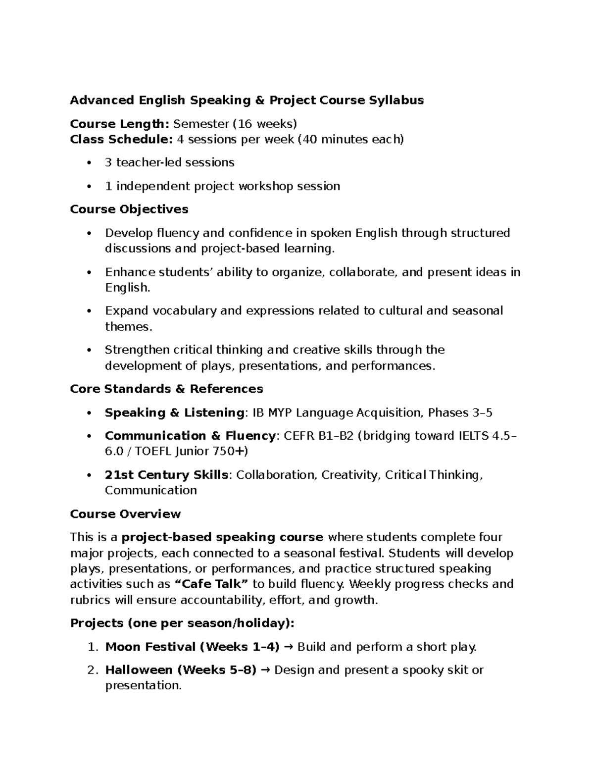 ENG 101: Advanced English Speaking Project Syllabus - Studocu