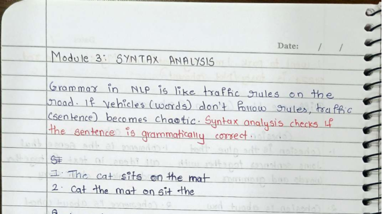 Module 3: Syntax Analysis in NLP - Understanding Grammar Rules - Studocu