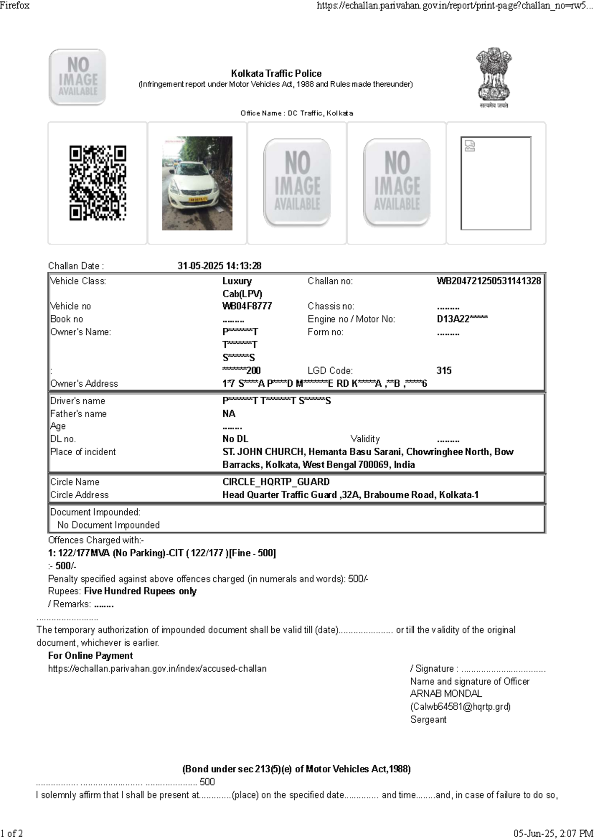 Kolkata Traffic Police Infringement Report - Firefox 1 of 2 - Studocu