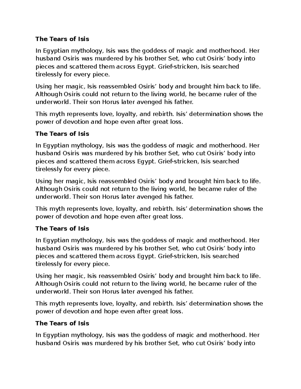 The Myth of Isis and Osiris: Love, Loss, and Rebirth - Studocu