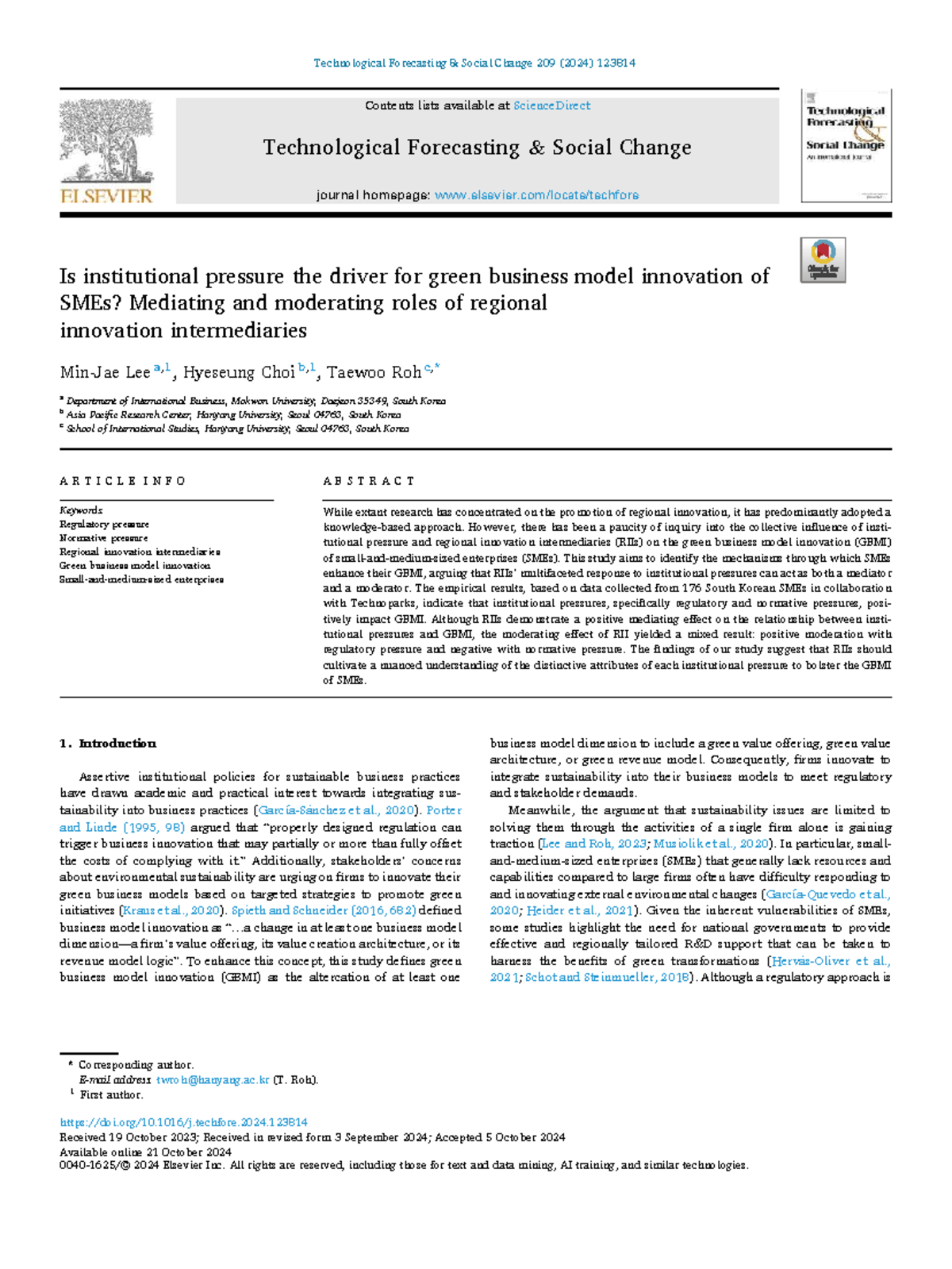 Is Institutional Pressure a Catalyst for Green Business Model ...