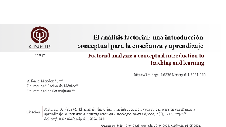 Análisis Factorial: Introducción Conceptual para la Enseñanza y ...