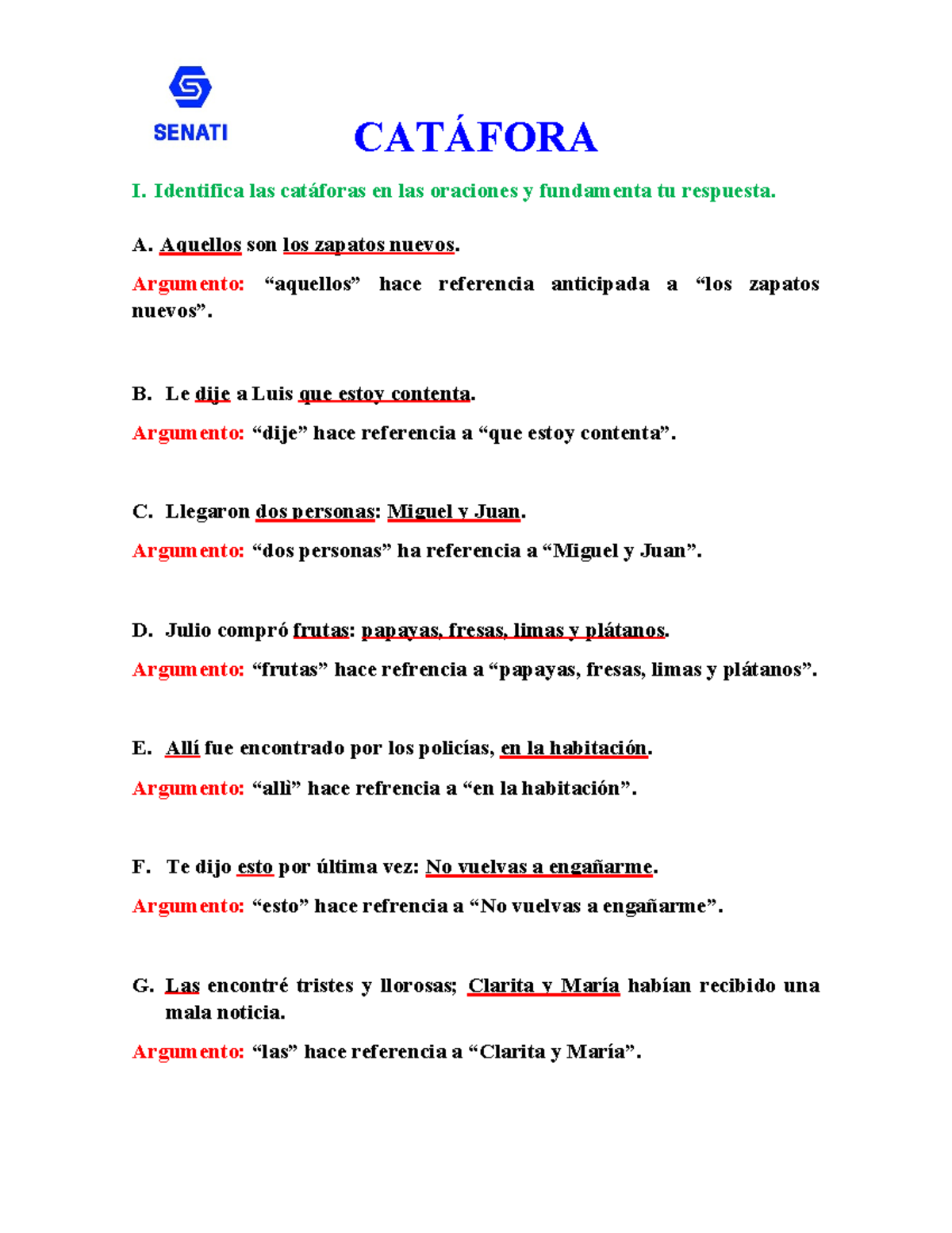 Catáfora 2: Identificación y Análisis de Referencias Textuales - Studocu