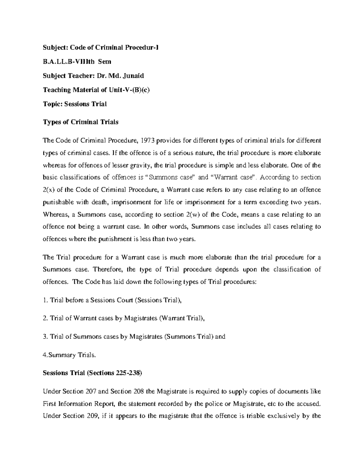 CRPC 101: Understanding Sessions Trials and Types of Criminal Trials ...
