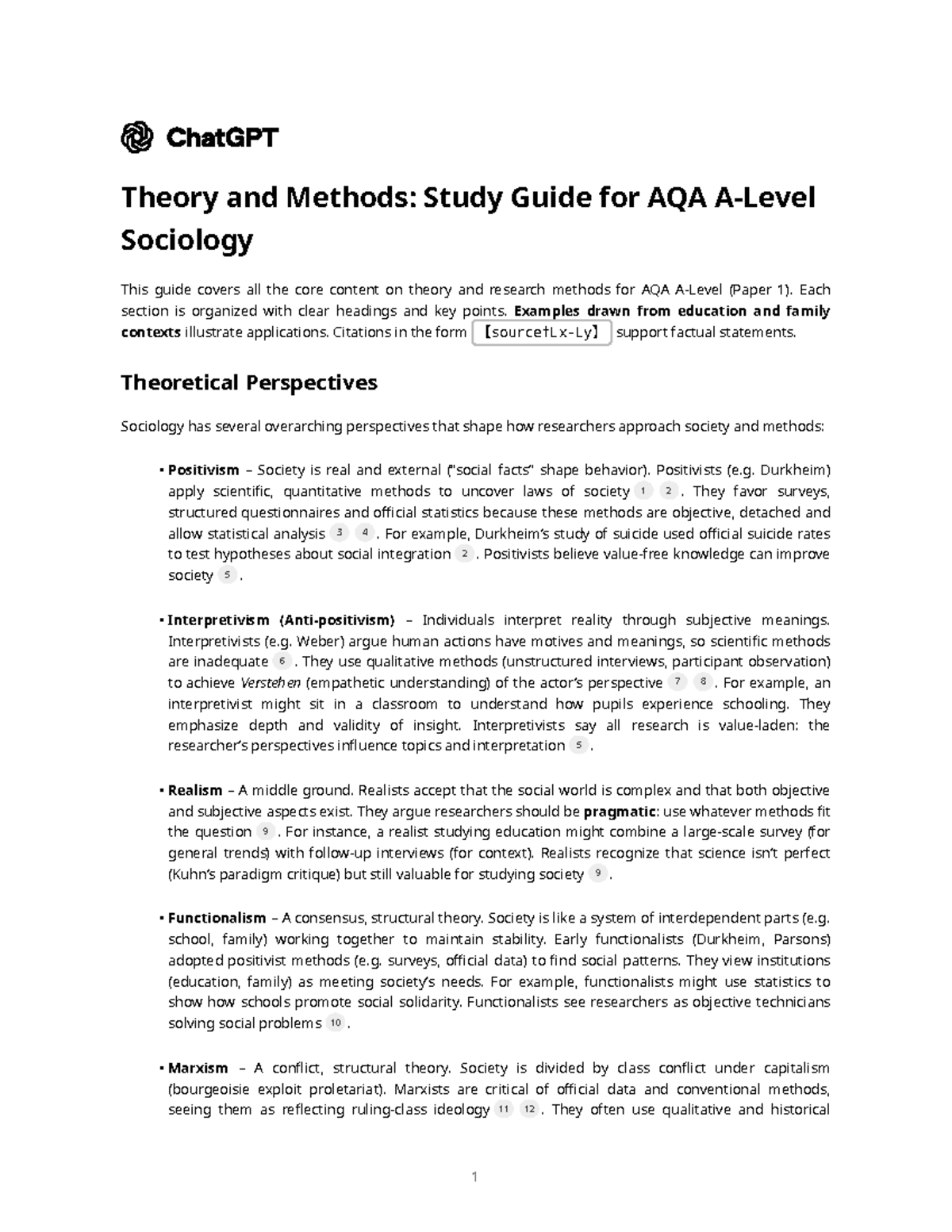 Theory and Methods Study Guide for AQA A-Level Sociology (Paper 1 ...