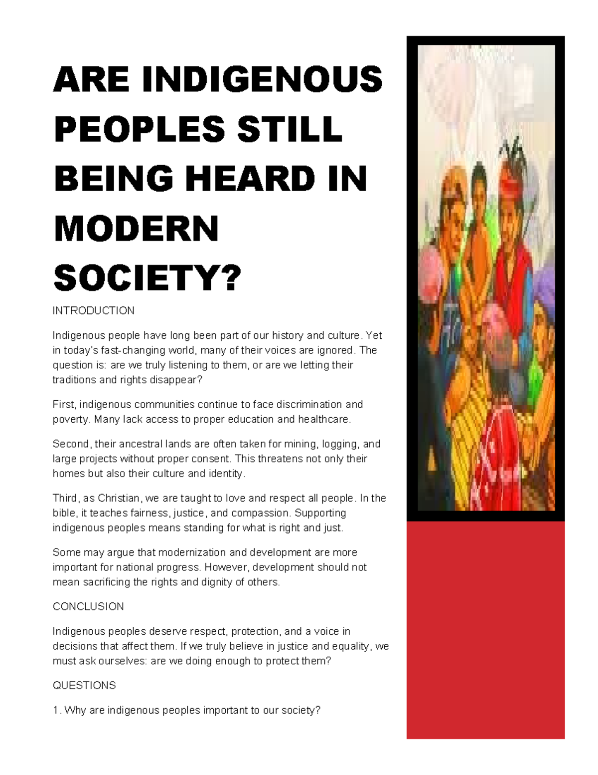 ARE INDIGENOUS PEOPLES STILL HEARD IN MODERN SOCIETY? - Studocu