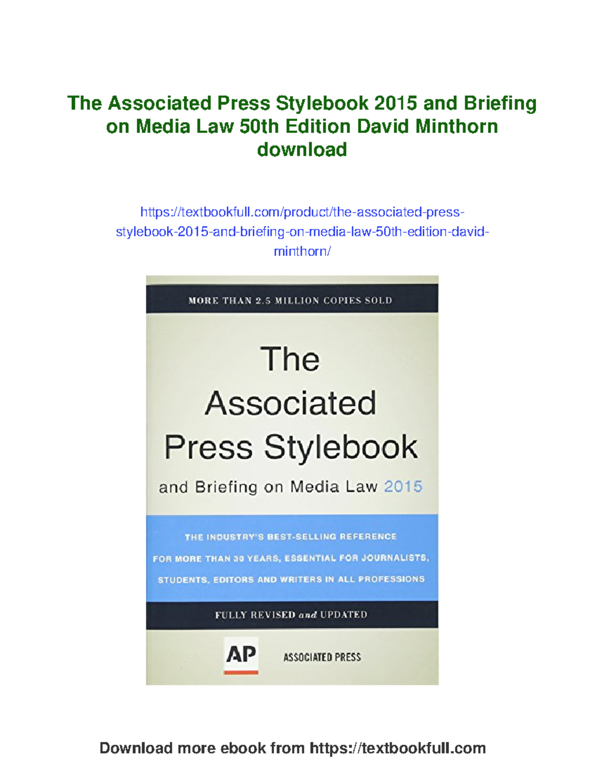 AP Stylebook 2015 & Media Law Briefing 50th Ed. Overview - Studocu
