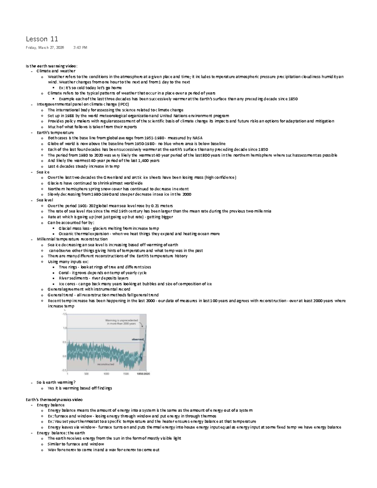 PHYS 273 Lesson 11 - Climate Change and Energy Balance Insights - Studocu