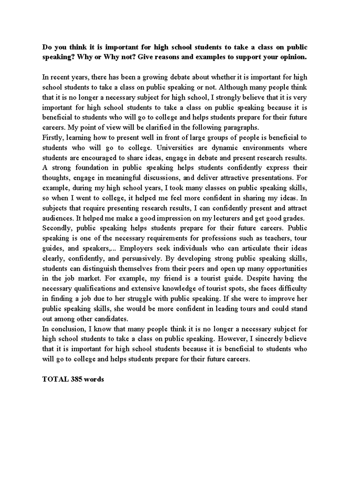 Essay Unit 38: The Importance of Public Speaking for High Schoolers ...