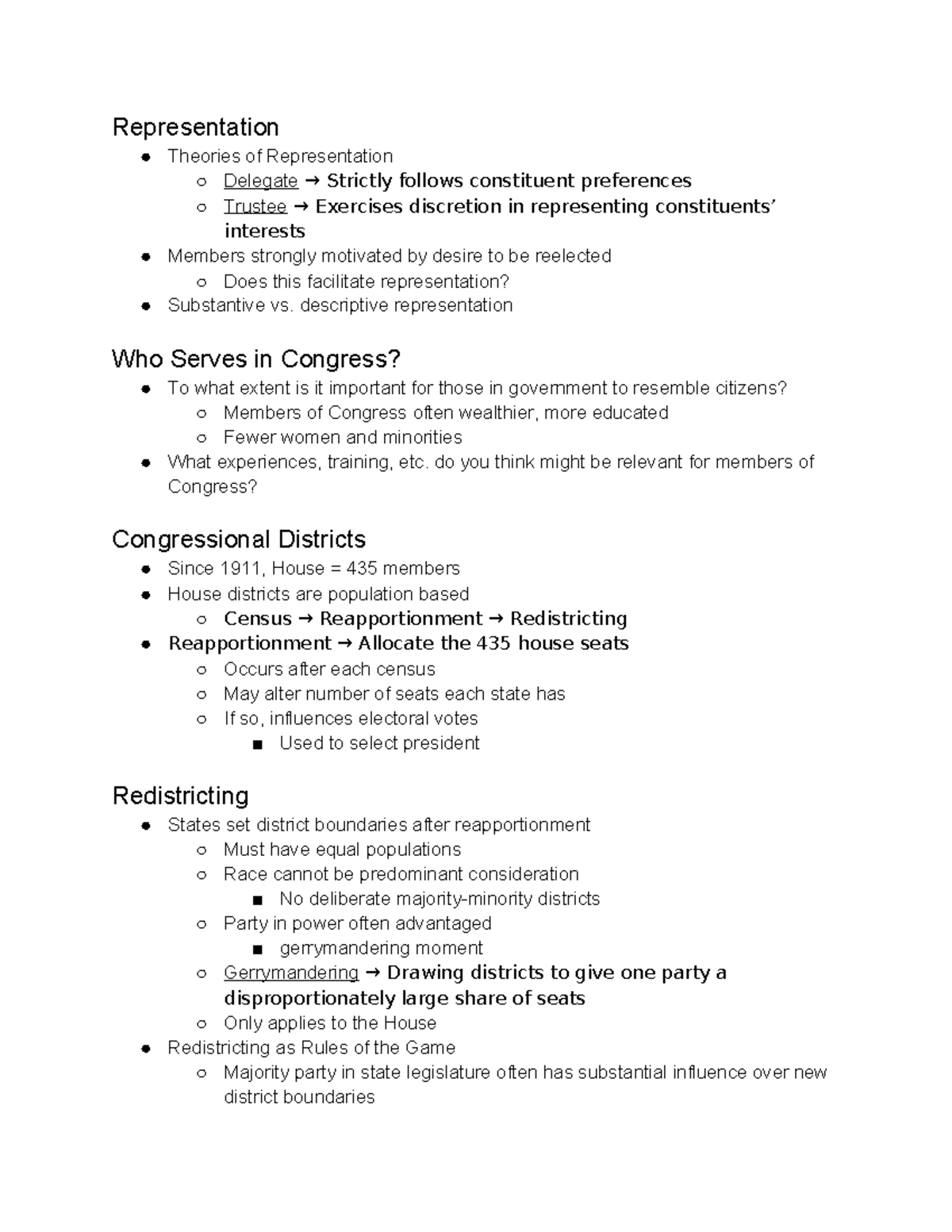 Understanding Representation and Lawmaking in Congress: Key Concepts ...
