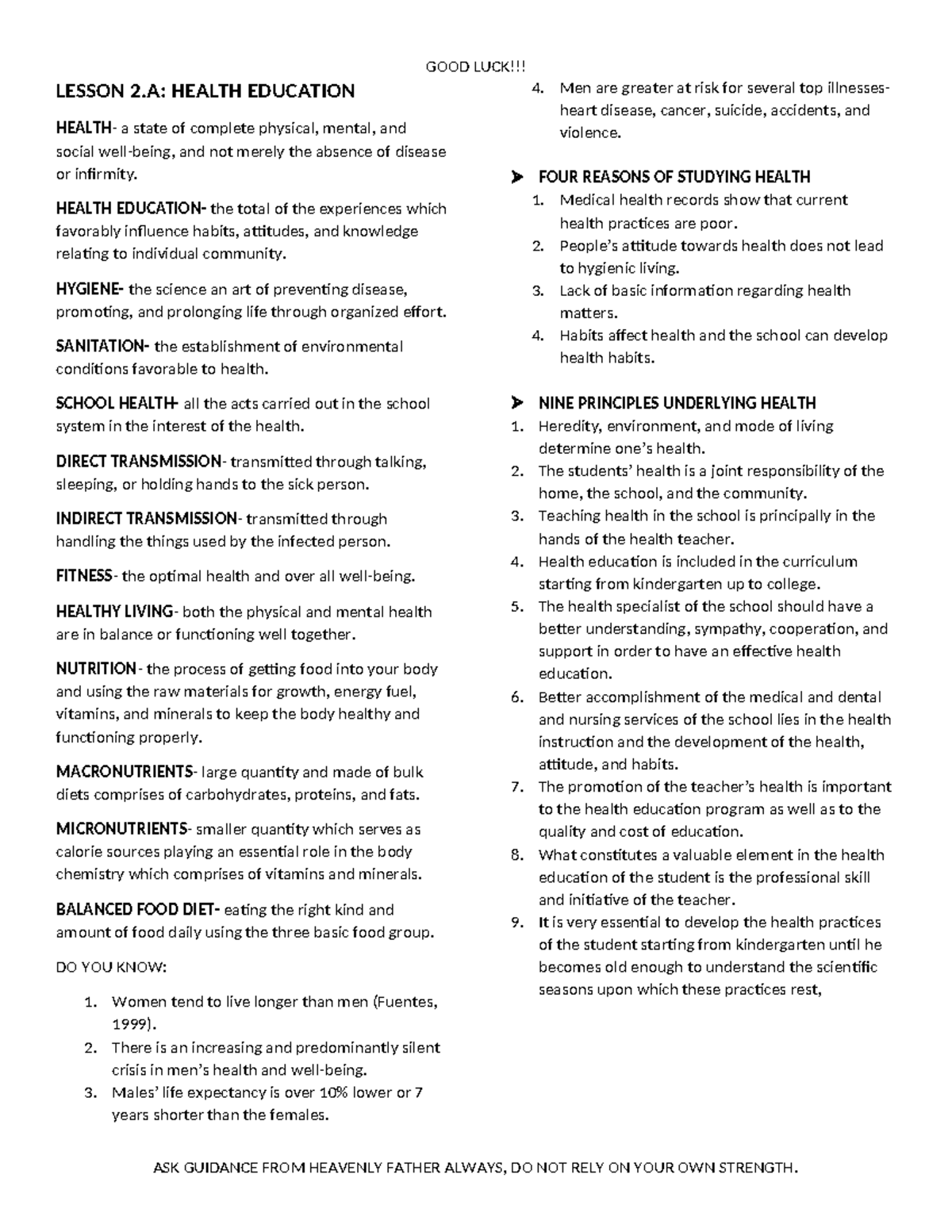 NSTP Lesson 2: Health Education and First Aid Concepts Review - Studocu