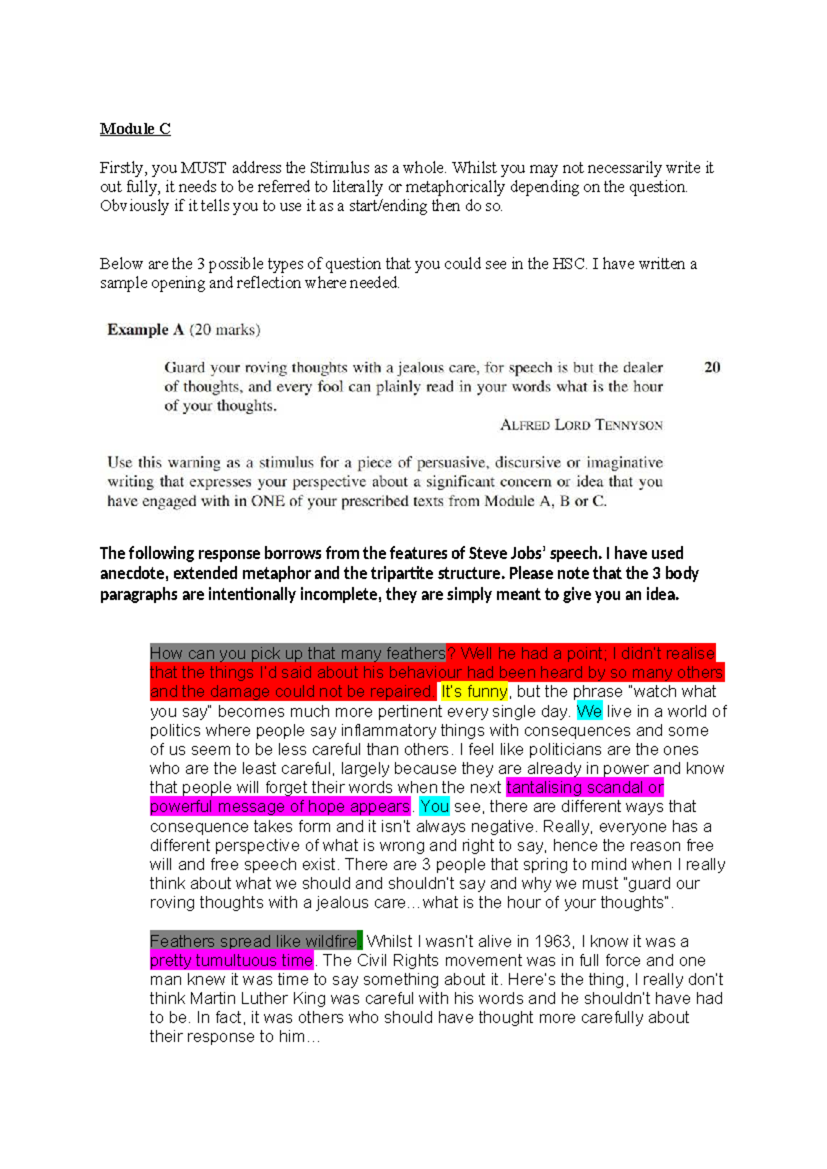 Mod C: Sample Questions & Responses on Speech Techniques and Dystopia ...