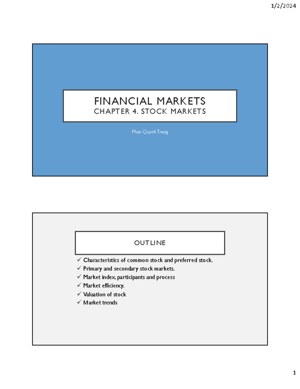 LMS FM Final Exam Chapter 4: Stock Markets Overview and Analysis - Studocu
