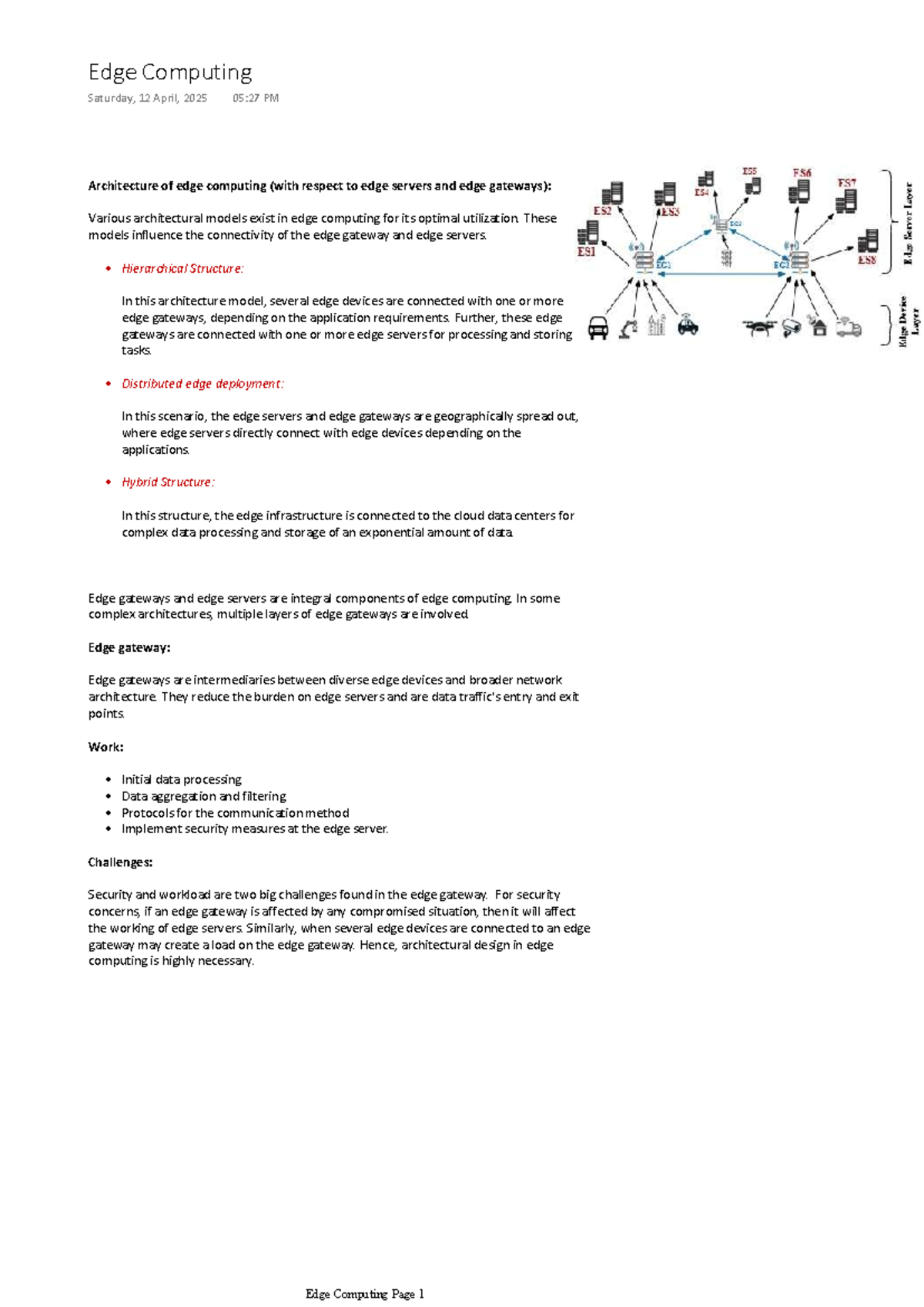 Edge Computing (Course Code: EC101) Architecture Short Notes - Studocu