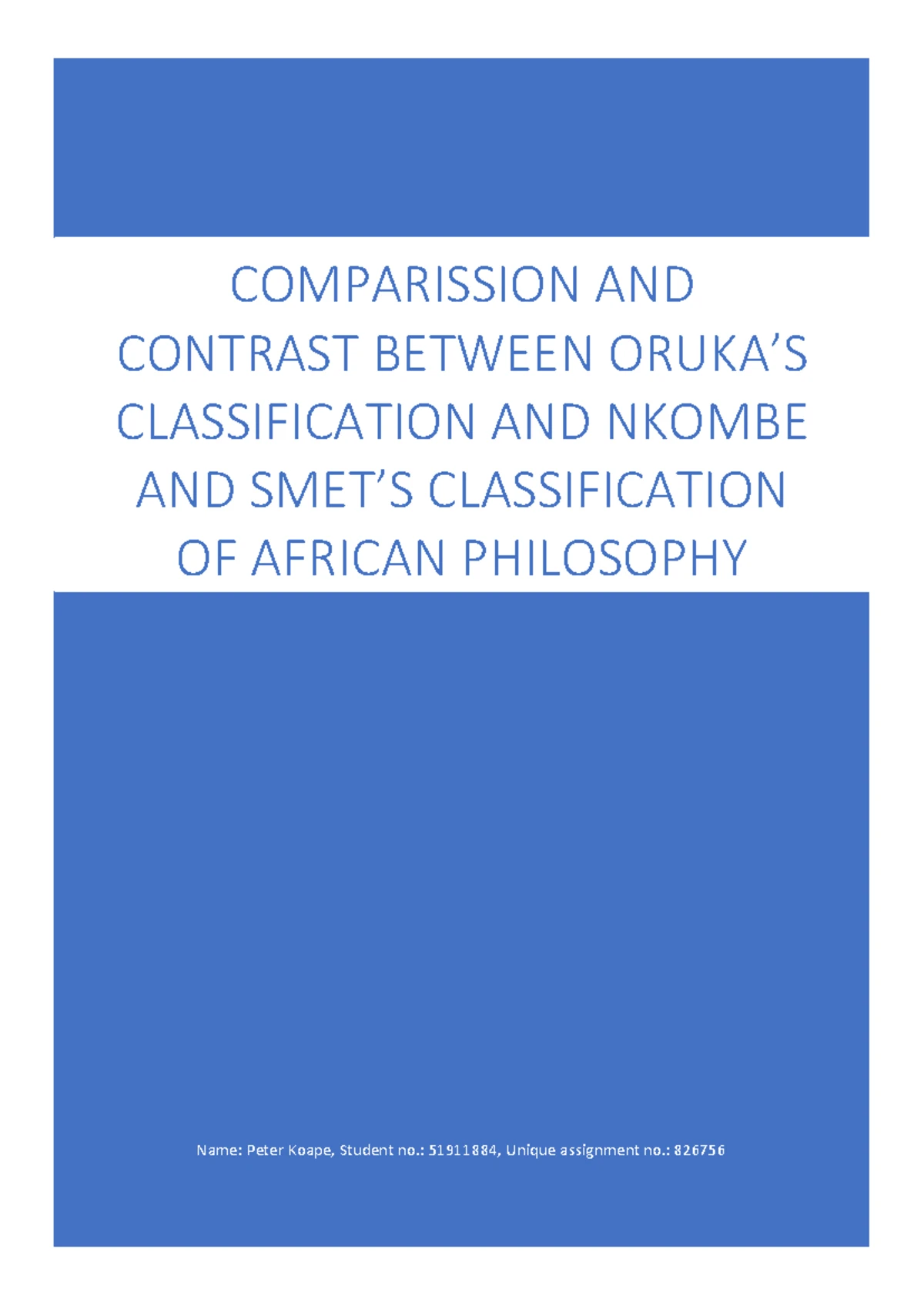 PHI 101 African Philosophy: Key Notes and Class Insights - Studocu