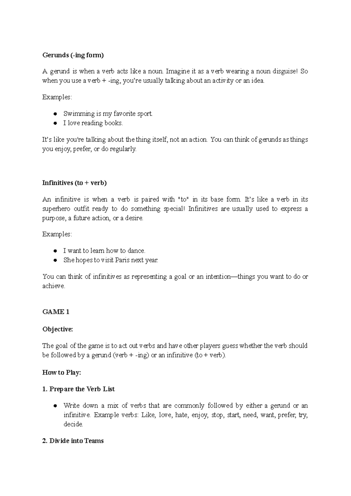 Gerunds and Infinitives Practice Games: Fun Activities for Learning ...