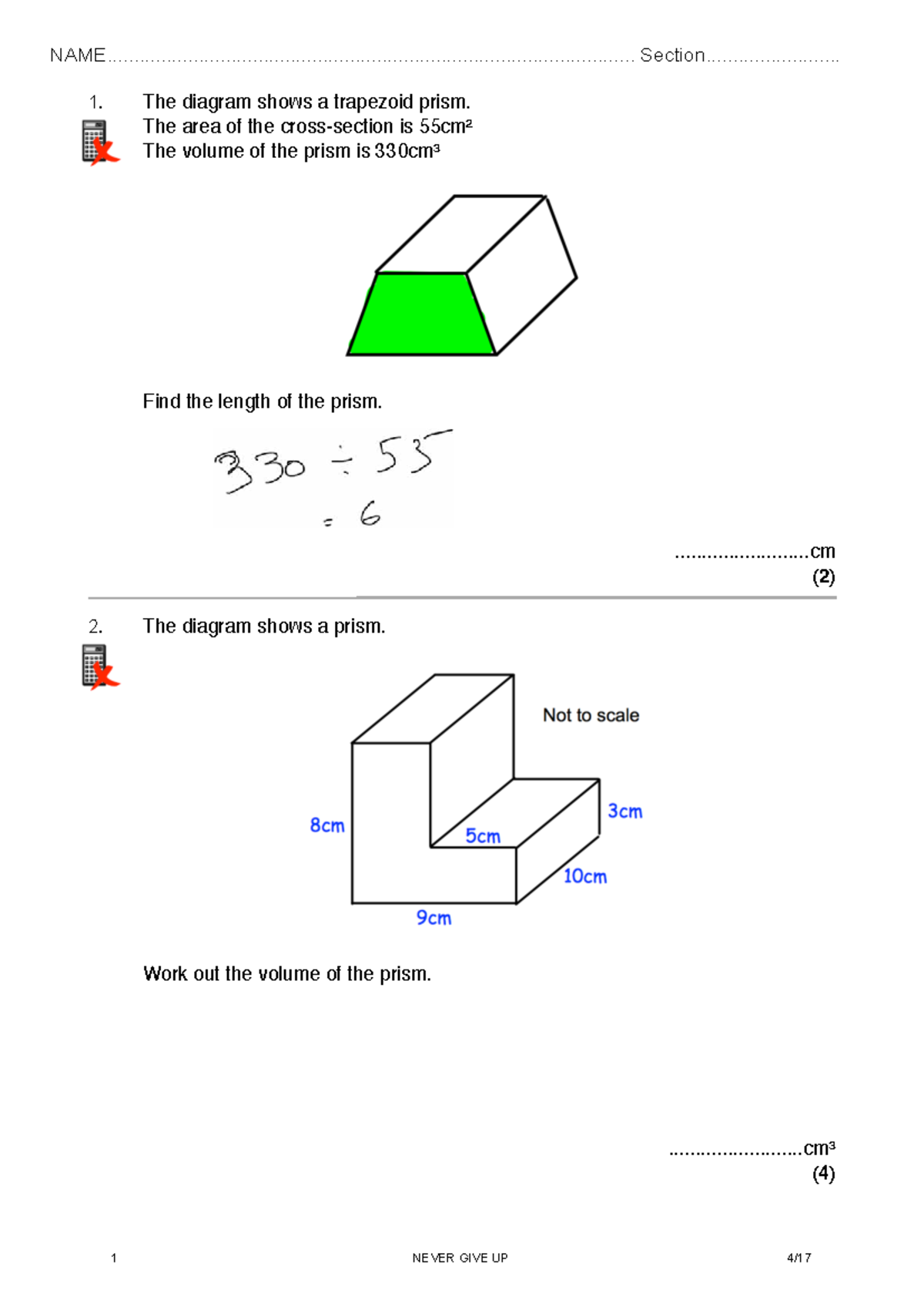 Volume and Surface Area of Prisms - Math 101 Final Exam - Studocu