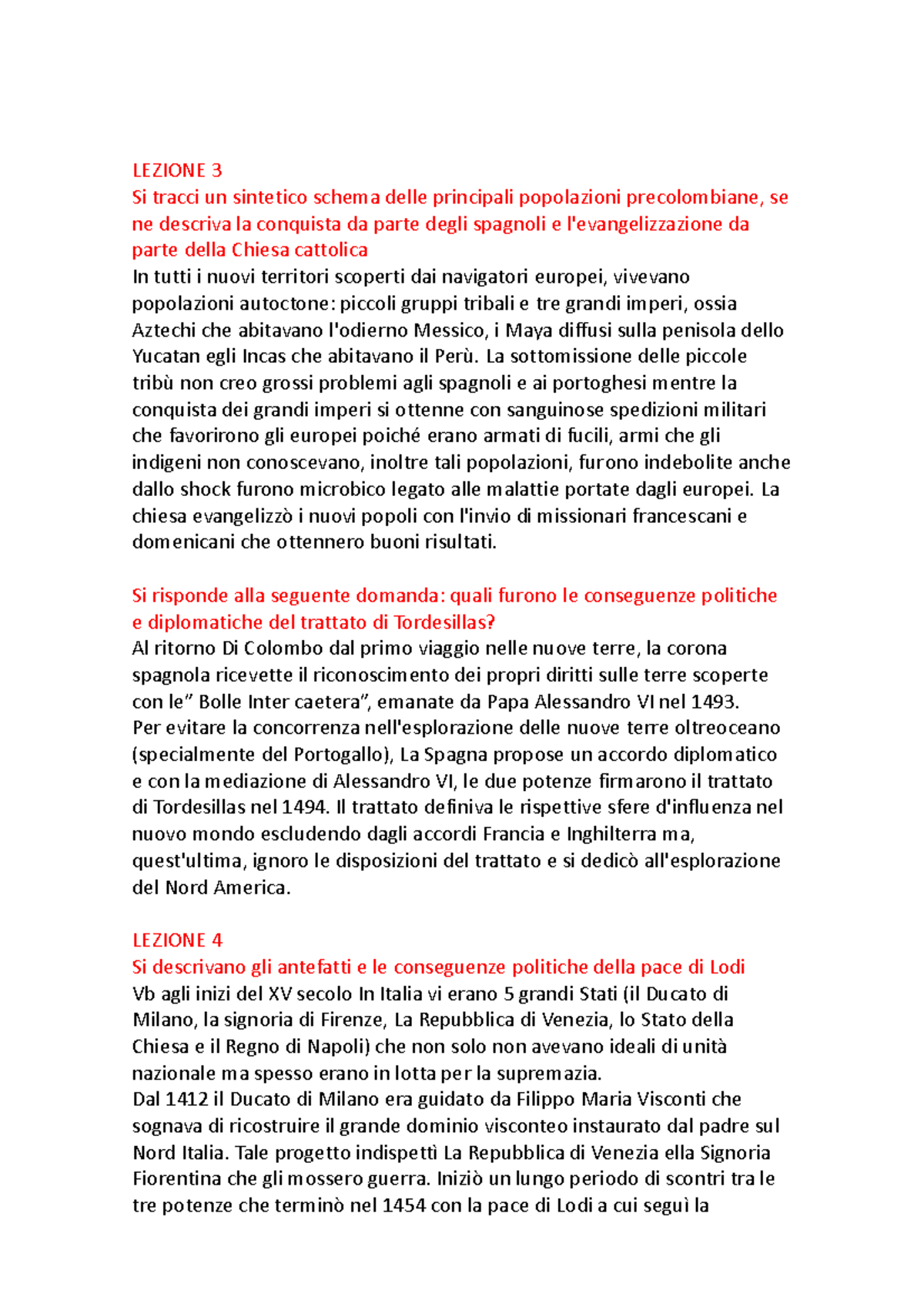 Domande storia moderna 2 - LEZIONE 3 Si tracci un sintetico schema ...