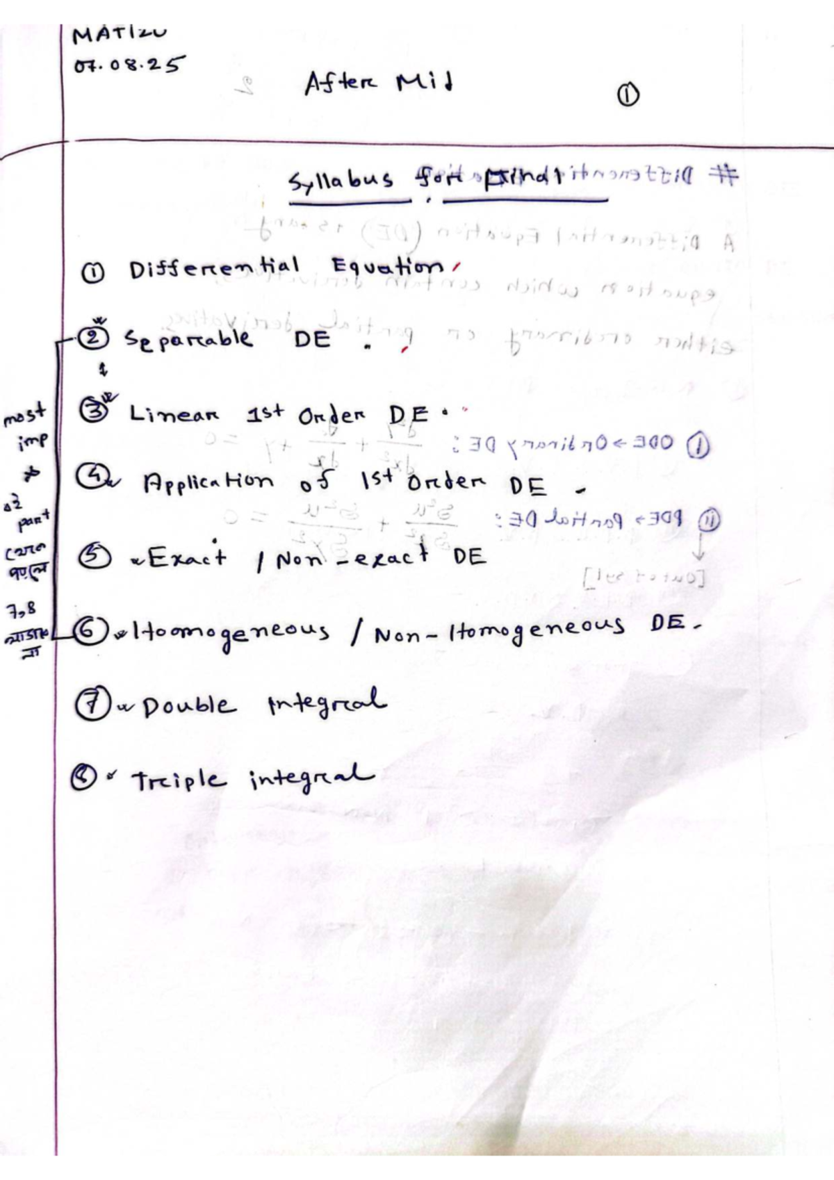 MAT120 Final Exam Syllabus: Differential Equations Overview - Studocu