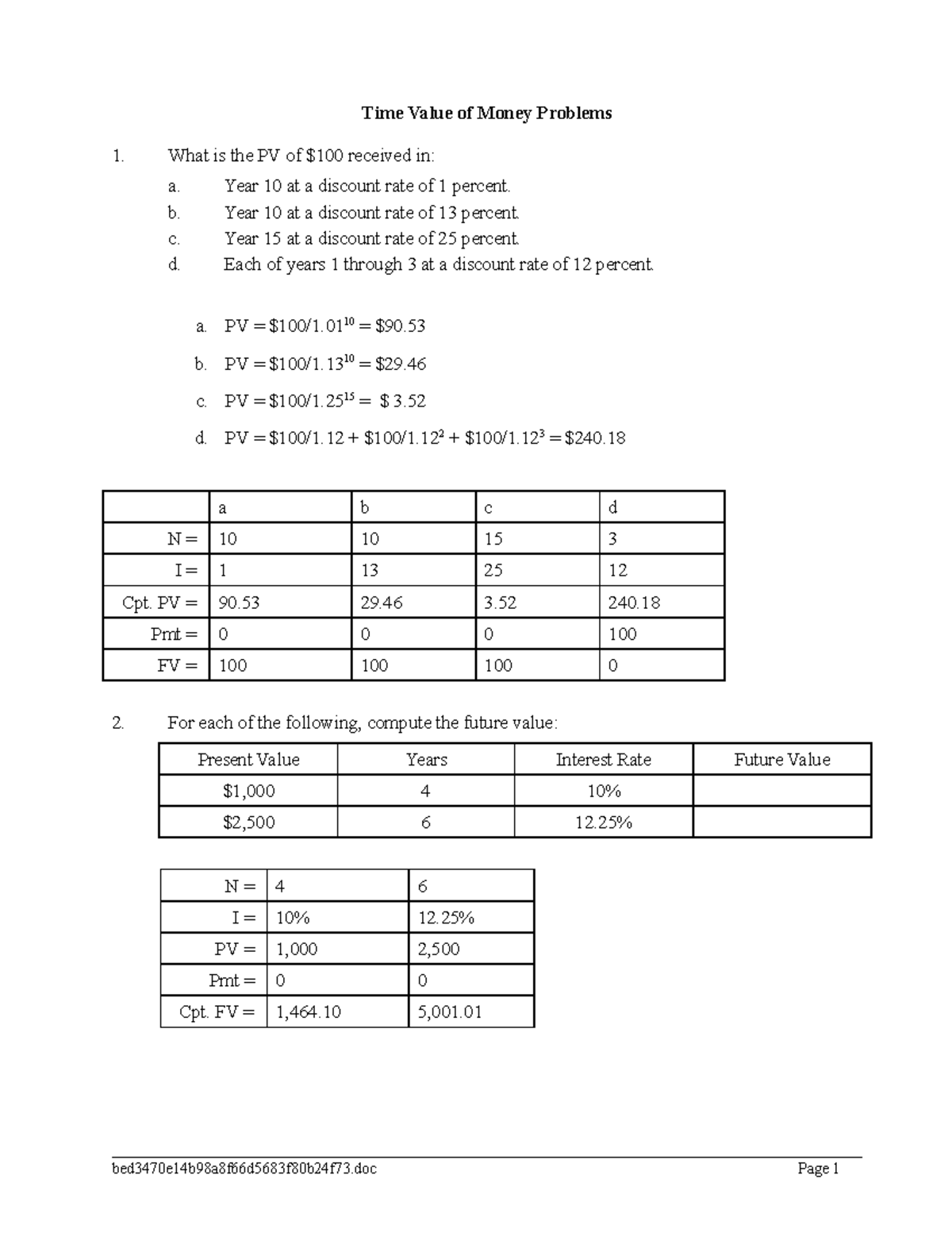 TVM Review Lecture - No question - Time Value of Money Problems What is ...