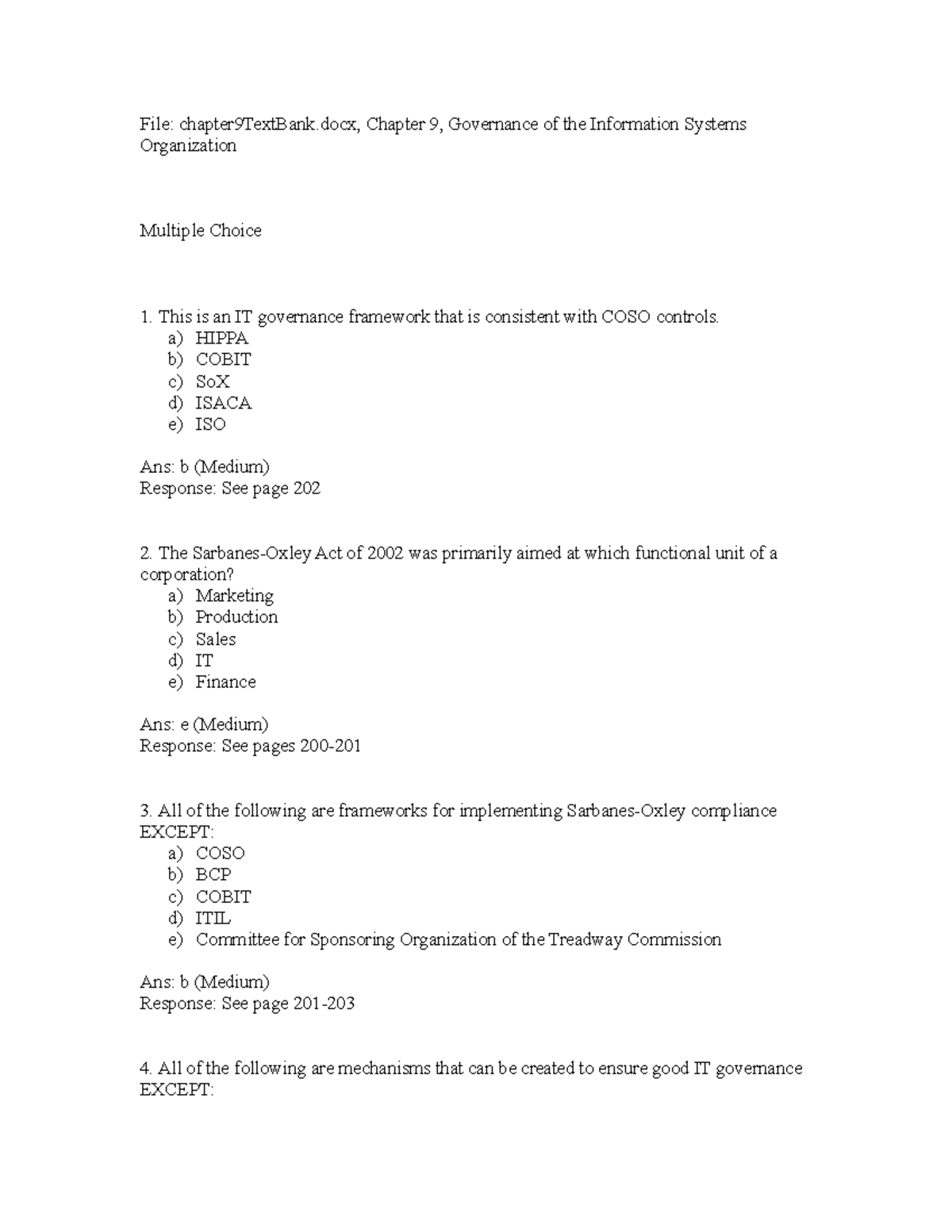 C9 - IS 677 Quiz Solutions for Chapter 9: IT Governance Concepts - Studocu