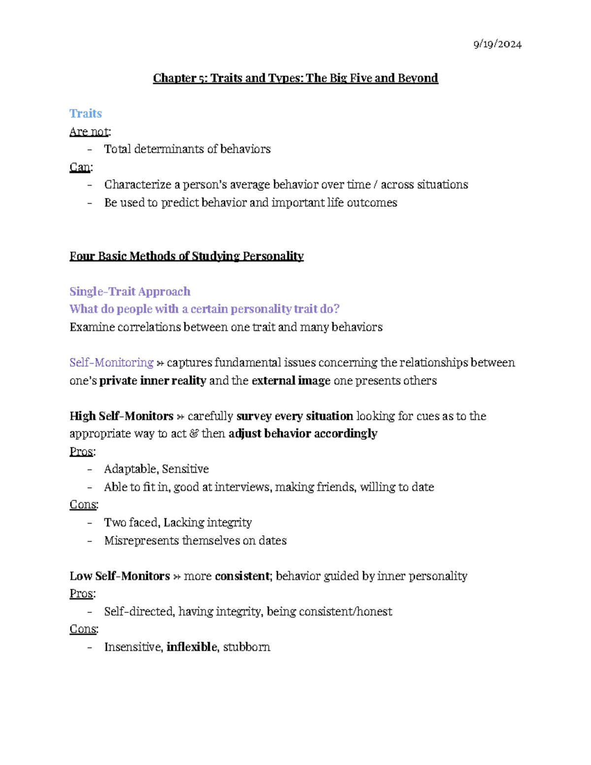 Theories of Personality: Traits and Types (PSY 101) - The Big Five ...