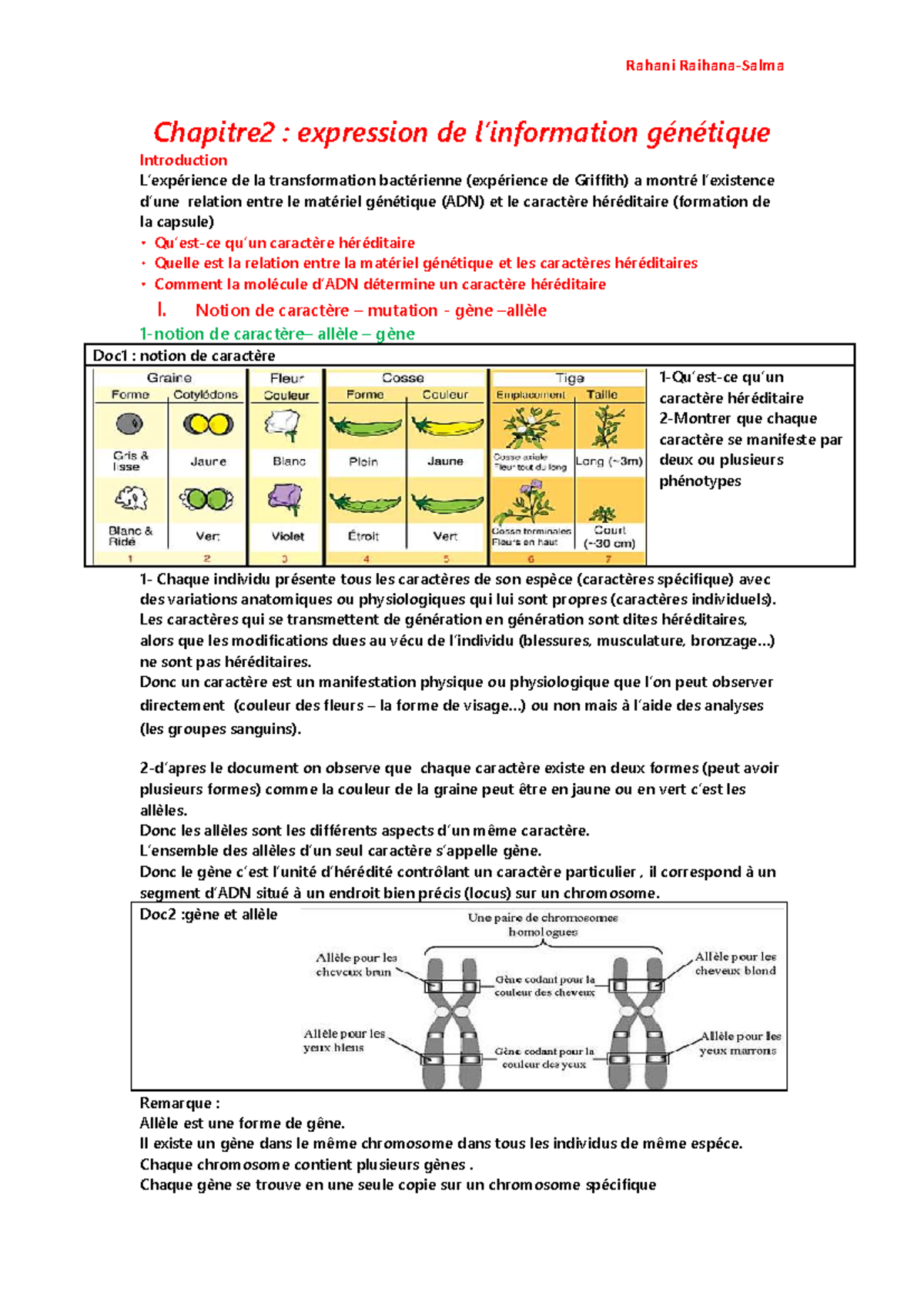 Rahani Chapitre 2 : Expression Génétique et Transformation Bactérienne ...