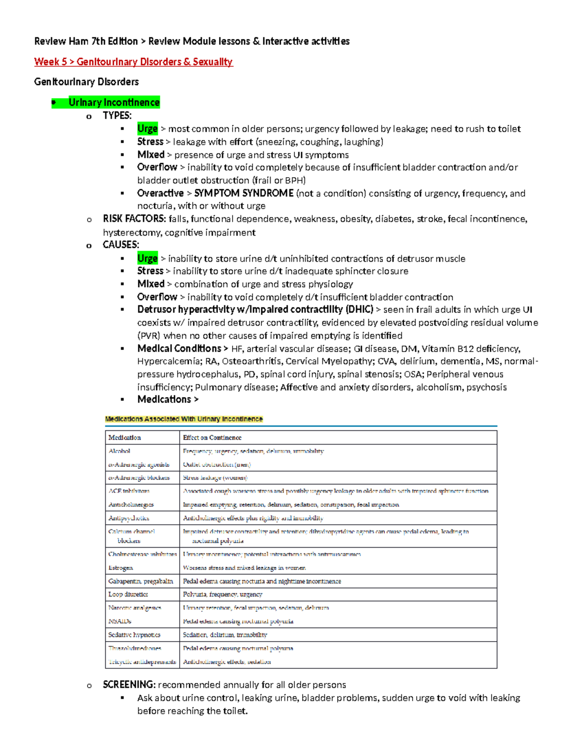 NF601 Final Exam Review: Genitourinary Disorders & Sexuality Insights - Studocu