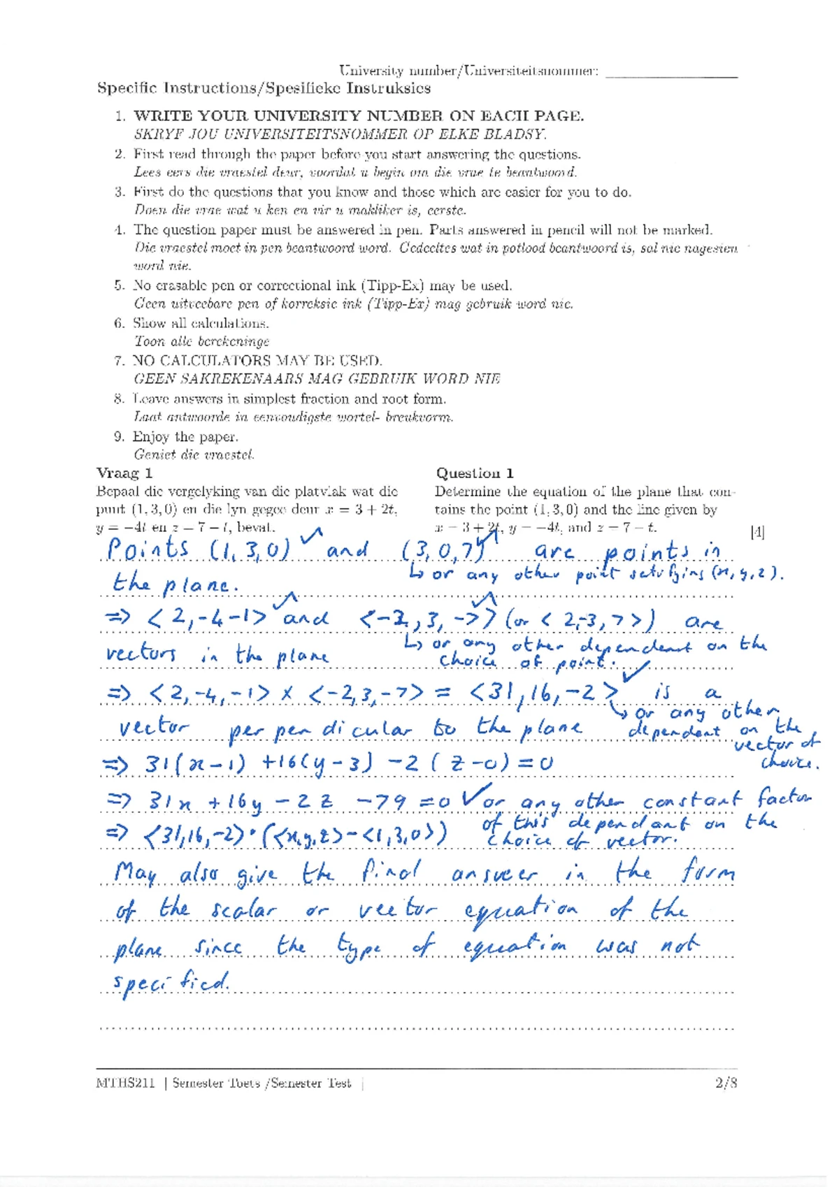 MTHS211 Class Test 2A - Limits, Continuity, and Derivatives (2024 ...