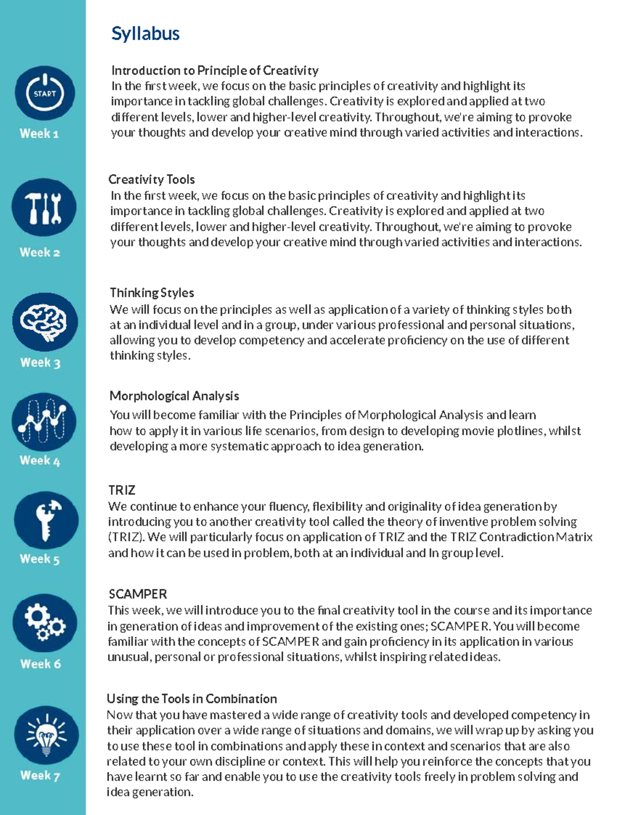 Syllabus: Introduction to Principles of Creativity (CR101) - Studocu