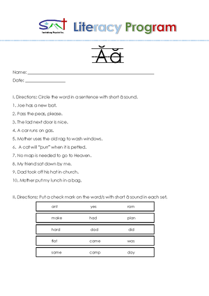 Literacy Program Activities: Short and Long Vowel Sounds Exercises ...