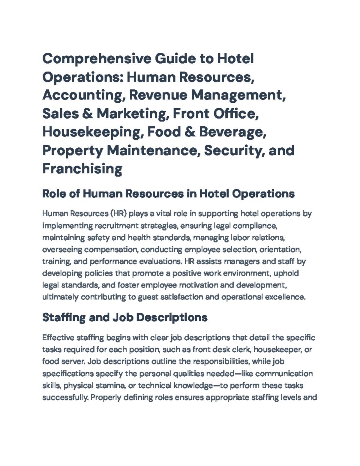 Comprehensive Guide to Hotel Operations: HR, Accounting, Safety & More ...