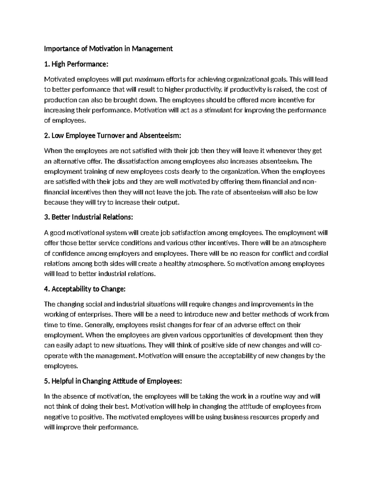 Importance of Motivation in Management: Key Benefits and Impacts - Studocu