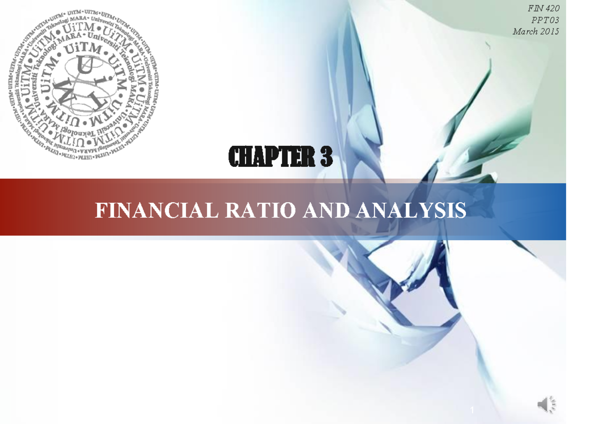 FIN 420 Chapter 3: Financial Ratios & Analysis Overview - Studocu