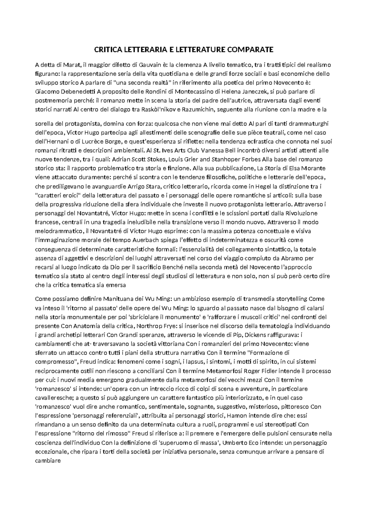 Critica Letteraria E Letterature Comparate - CRITICA LETTERARIA E ...