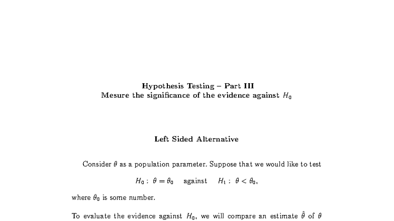 Hypothesis Testing: Measuring Significance Against H0 (IIfilledin ...