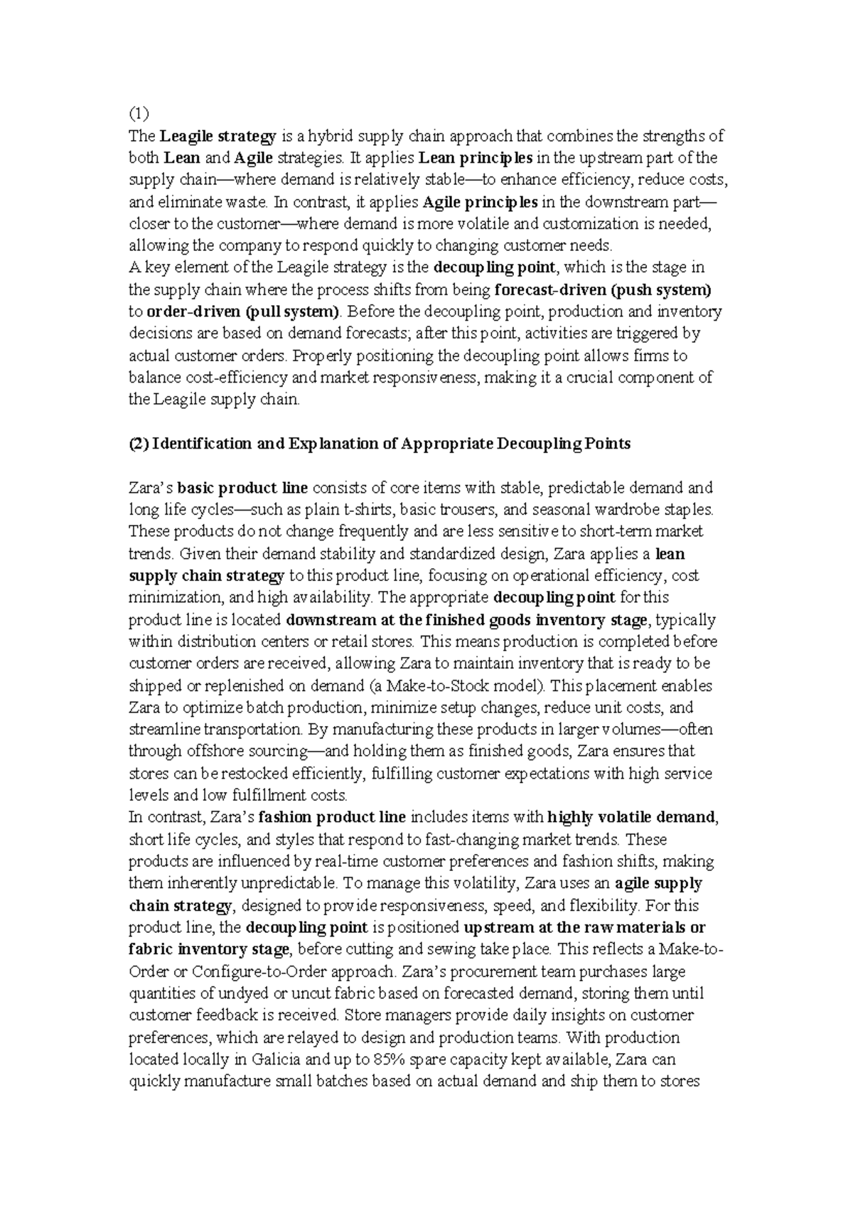 Zara Case Study: Leagile Supply Chain Strategy Analysis - Studocu