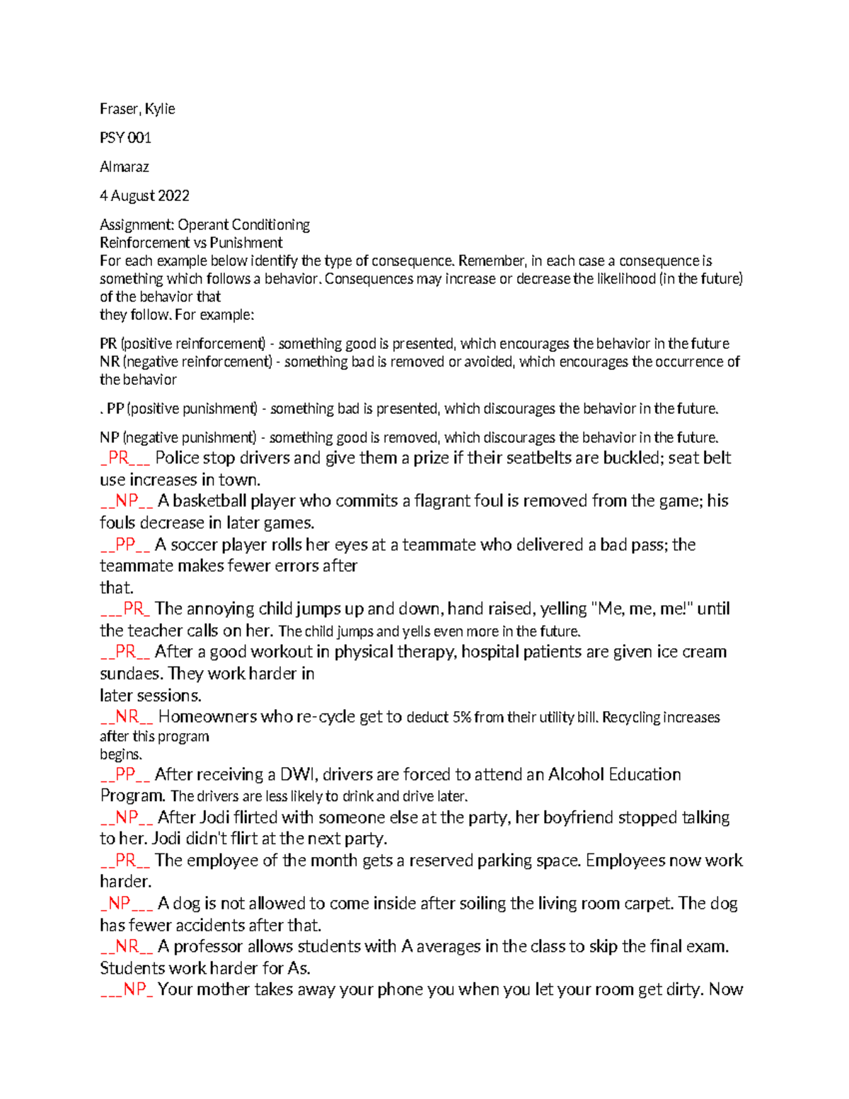 Operant Conditioning Assignment - PSY 001 Insights and Examples - Studocu