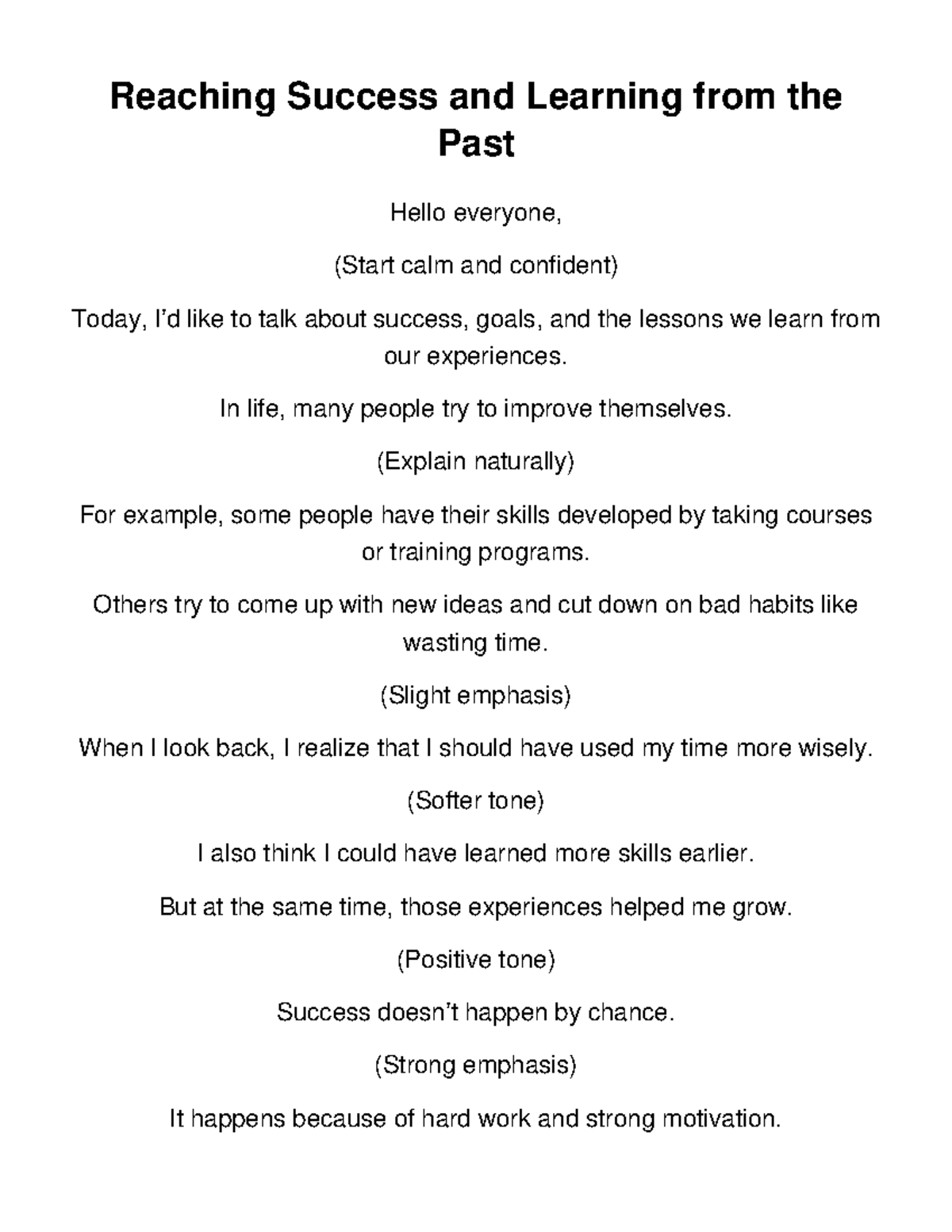 Updated Presentation: Success and Learning from the Past - Studocu