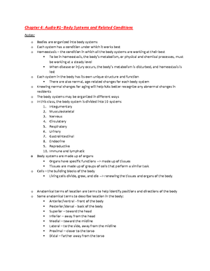 CNA Notes - Summaries and bullet points of every chapter in The Nursing ...