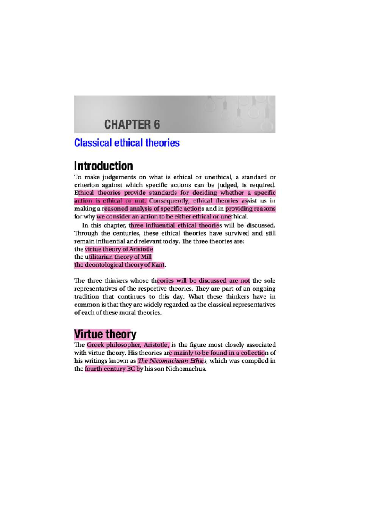 CHAPTER 6: Classical Ethical Theories - A Study Guide for PSY 101 - Studocu