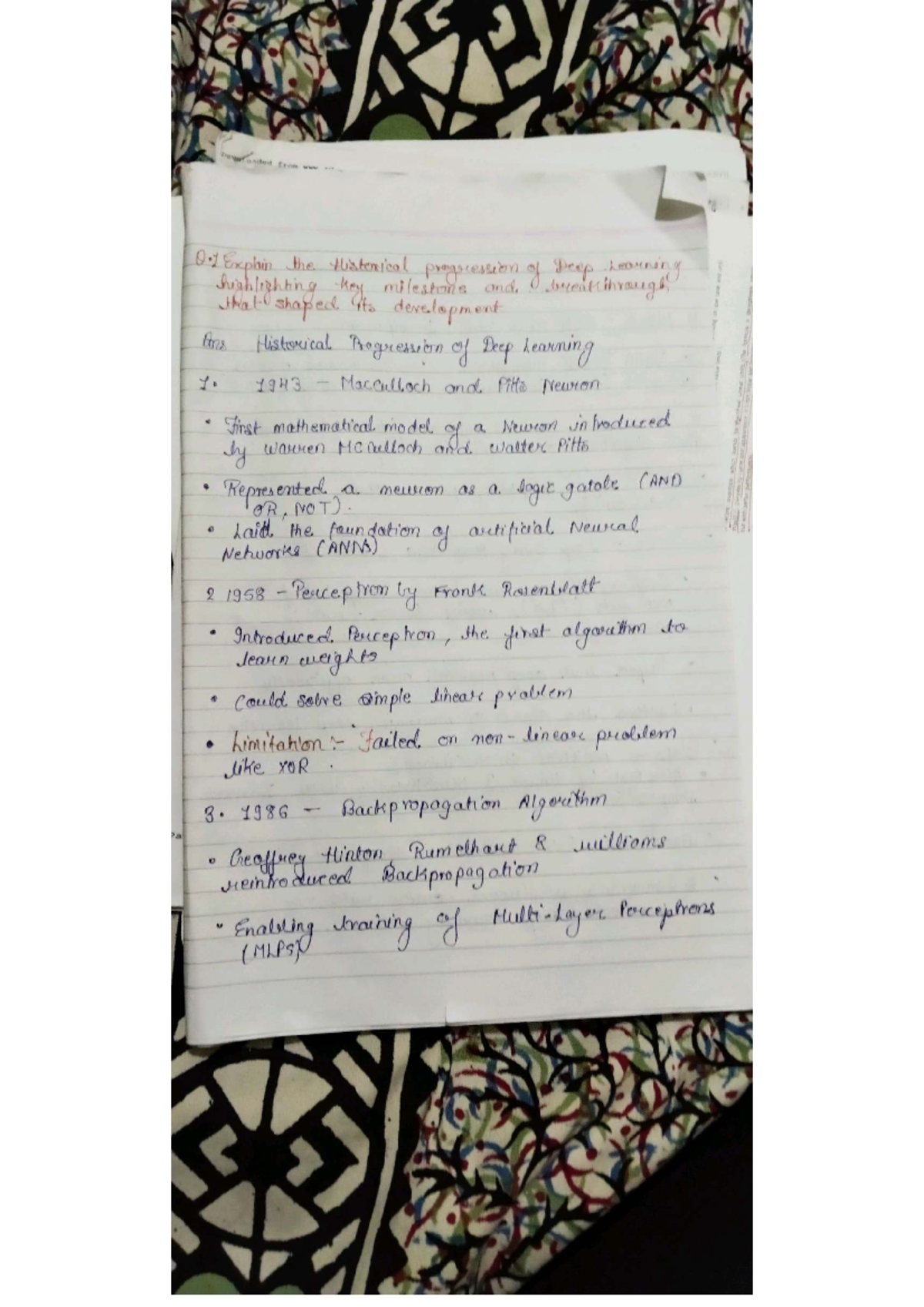 Historical Progression of Deep Learning Milestones (CS 101) - Studocu