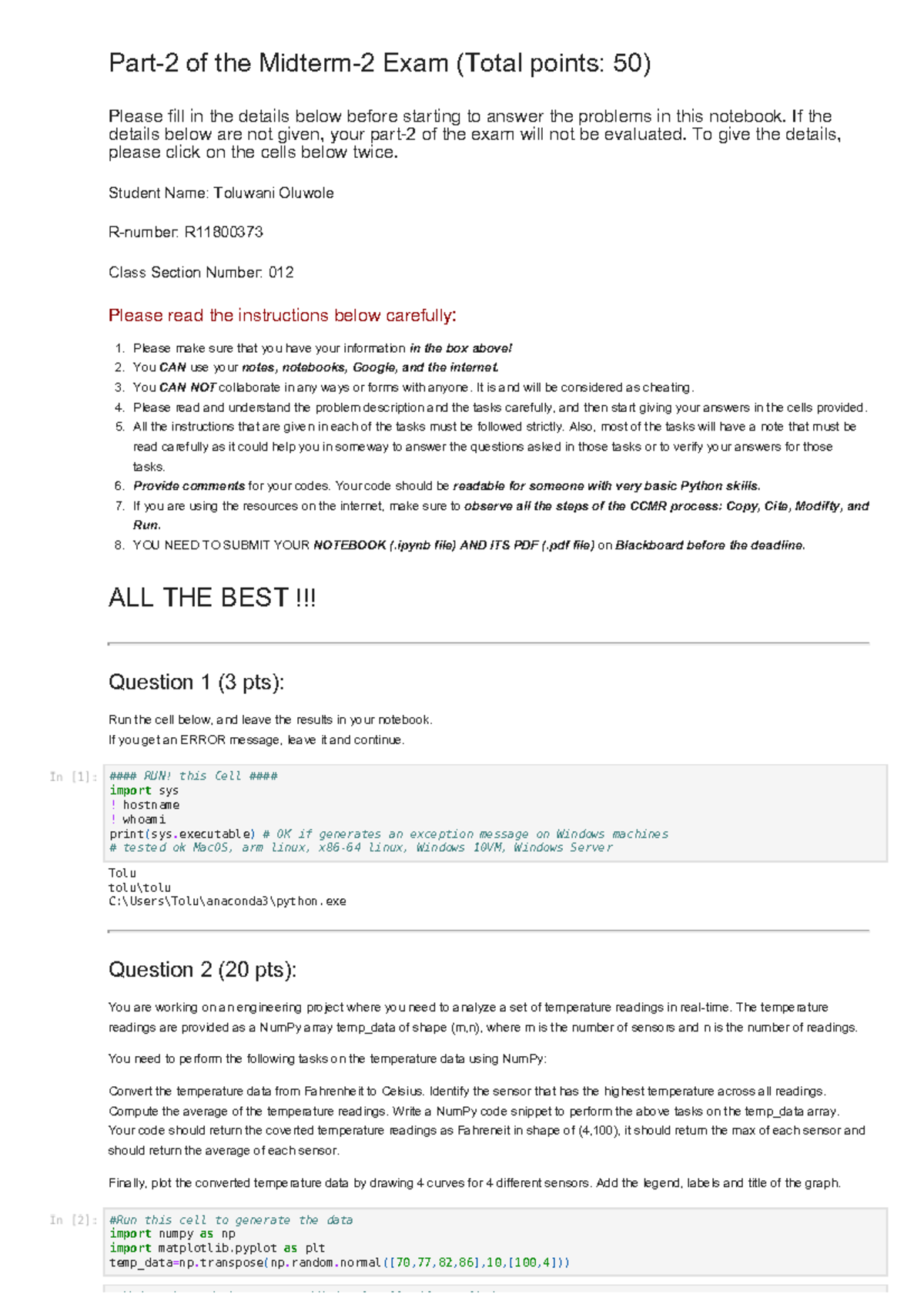 Midterm Exam 2 - Part 2: Data Analysis and GDP Trends - Studocu
