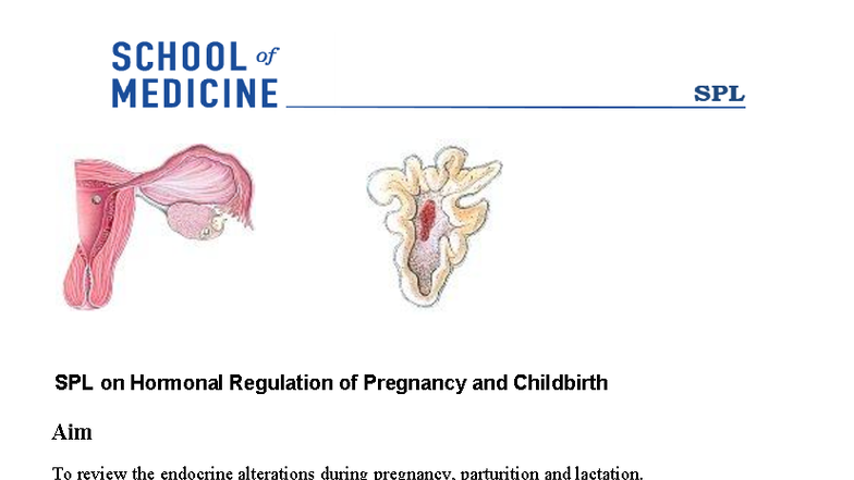 ESR [049] SPL Hormonal Regulation of Pregnancy and Lactation Notes ...