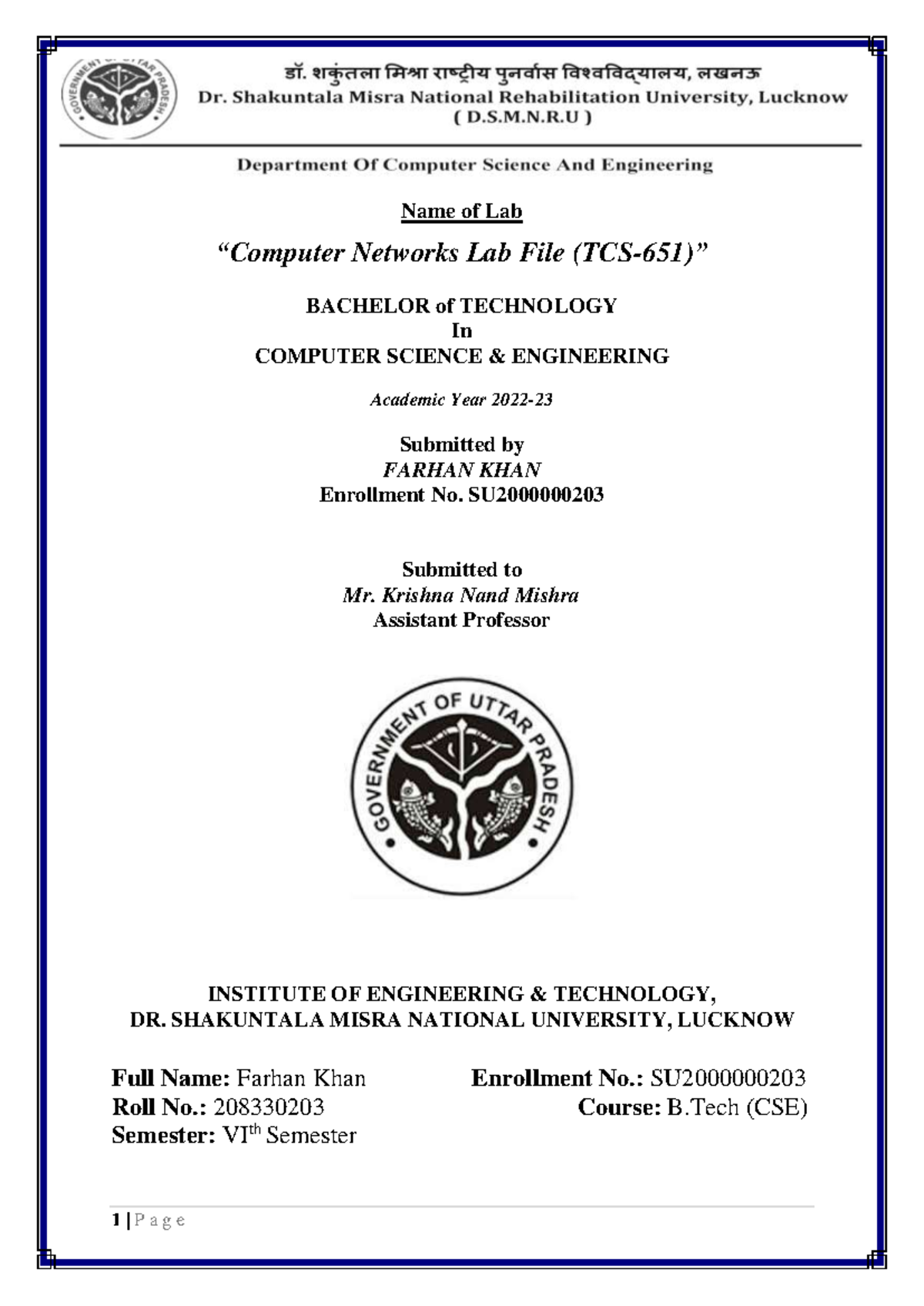 Computer Networks Lab File (BTECH CSE) - Experiments & Configurations - Studocu