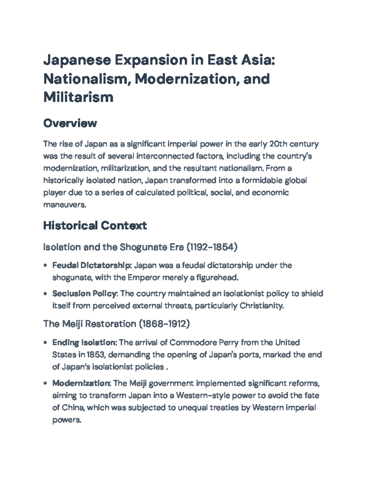 Japan's Rise as an Imperial Power: Nationalism and Militarism Analysis ...