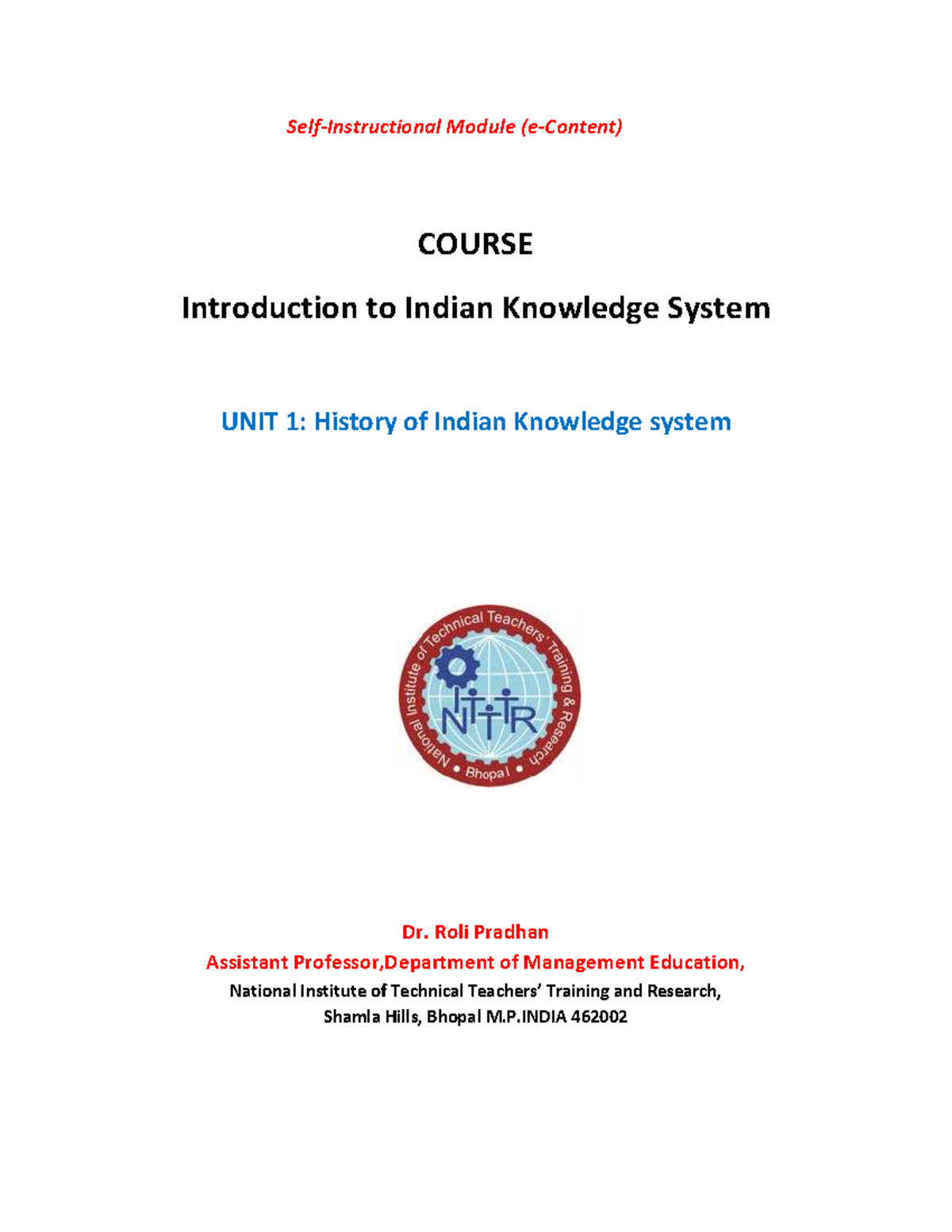 Module IKS 1.2: History of Indian Knowledge System Overview - Studocu