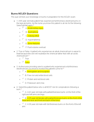 Ch 62 - Practice questions for exams - Chapter 62: Managements of ...