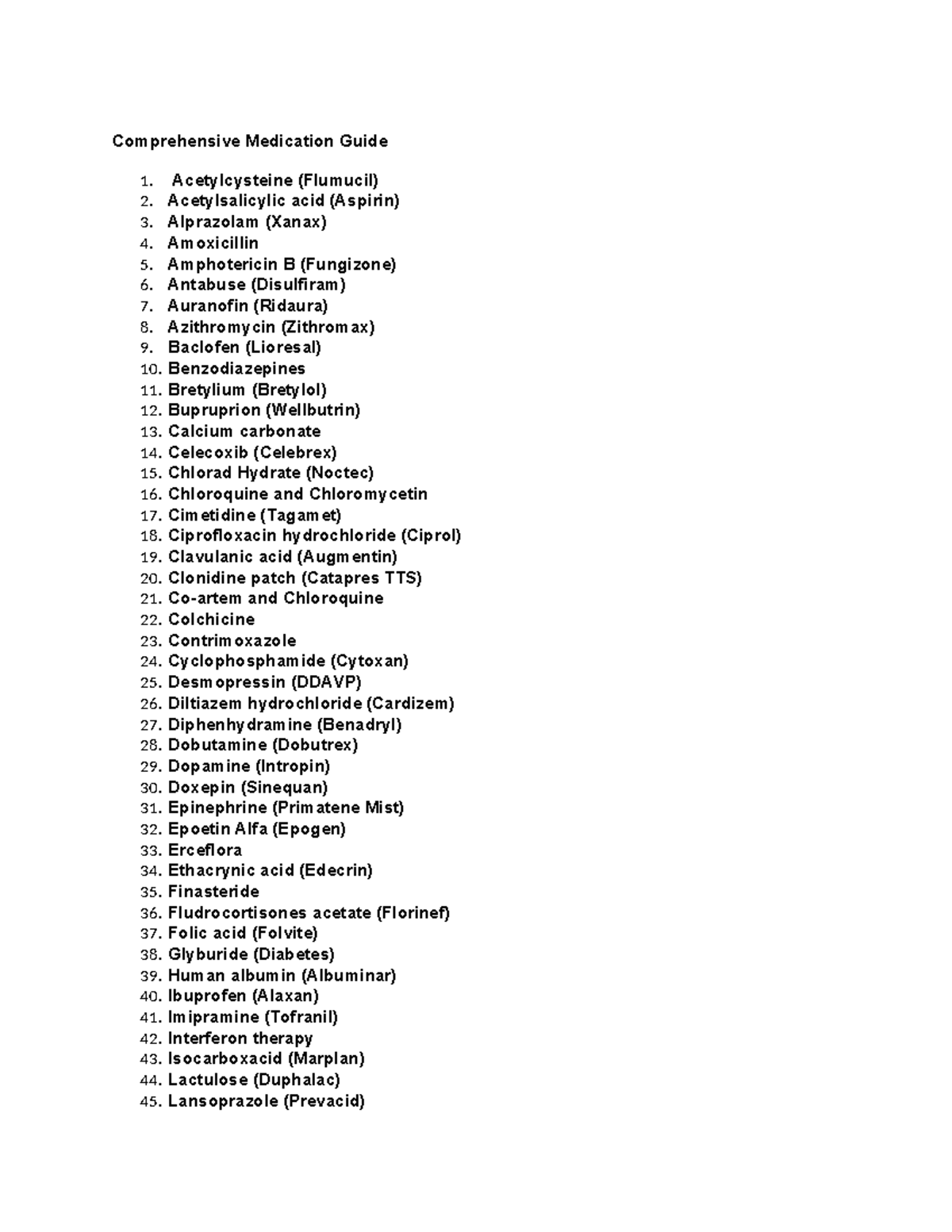 Comprehensive Medication Guide: Key Drugs and Nursing Considerations ...